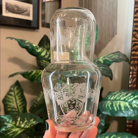 Vintage | Accents | Vintage Victorian Lady Rose Floral Clear Glass ...